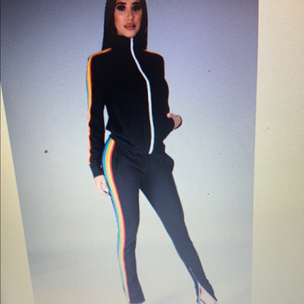 Black (Rainbow Striped Tracksuit) - Gem